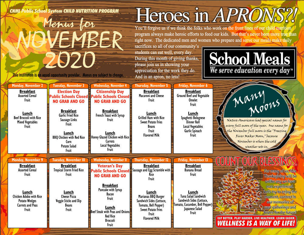 Child Nutrition Program Announcements | CNMI PSS – Rota, Tinian, Saipan